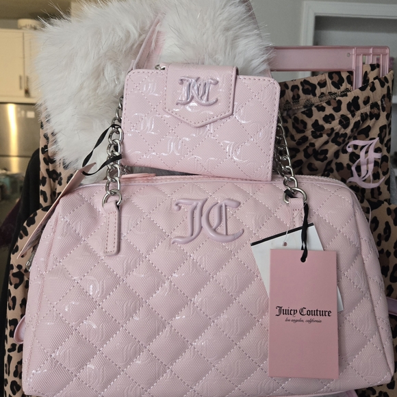Juicy Couture | Bags | Juicy Couture Light Pink Quilted Satchel Set ...